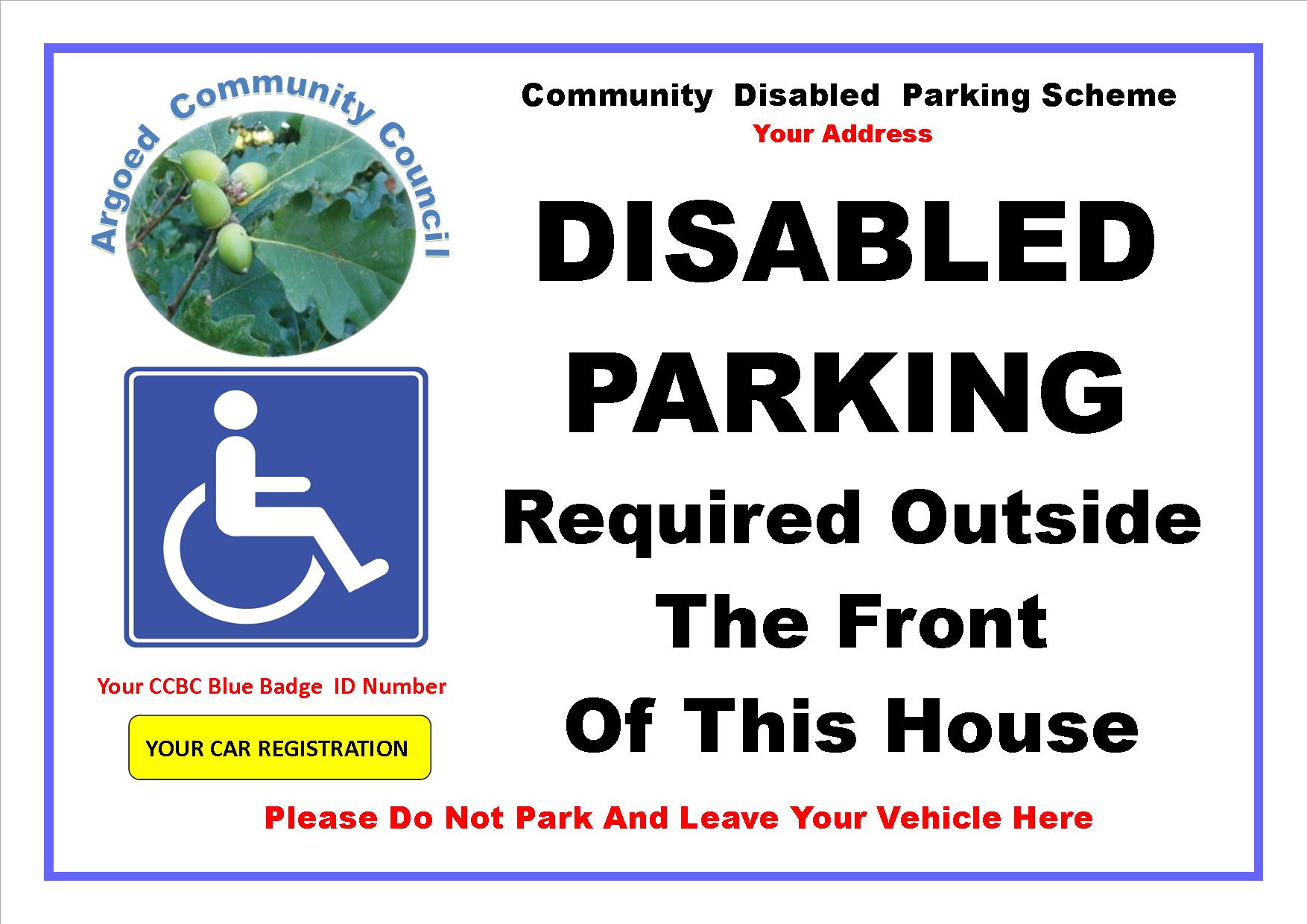 Disabled Parking Scheme - Argoed Community Council Argoed Community Council